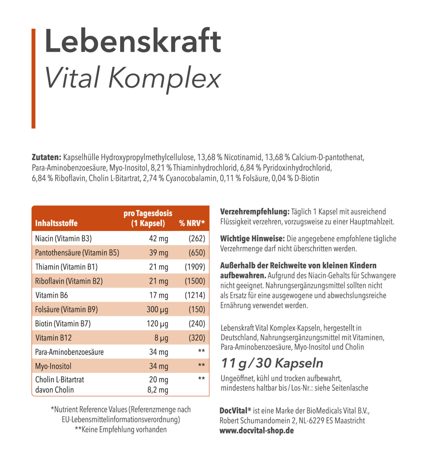 Lebenskraft Vital Komplex - DocVital® Shop - Nahrungsergänzungsmittel